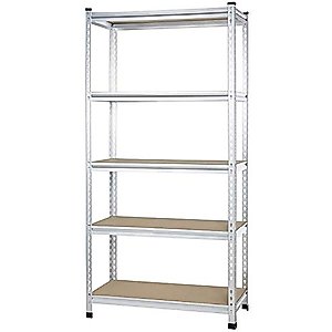 Amazon Basics Medium Duty Storage Shelving Double Post Press Board 5 tier Shelf, Aluminum, 36 x 18 x 72