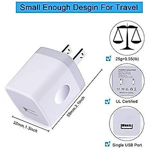 iPhone Wall Charger Adapter USB Charging, 5Pack Single Port USB Wall Plug in Phone Charger Cube Box Head Travel Power Blocks Brick Compatible iPhone SE/X/11 Pro Max, Samsung A20 S10 S9 S7 S6 HTC LG