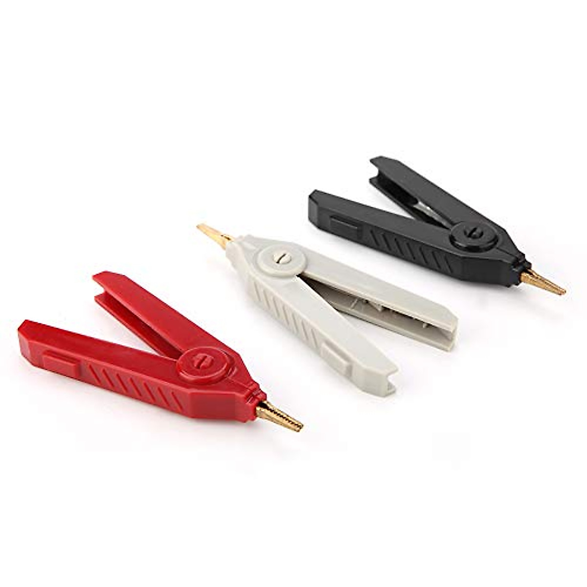 Alligator Clips, P2004 3Pcs Copper Gold Plated LCR Kelvin Test Clip 20A