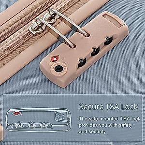 Merax 3 Pcs Expandable ABS Hardshell Luggage Sets with Spinner Wheel Suitcase TSA Lock Suit Case, Light Blue, (20/24/28)