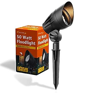 Malibu 50 Watt Floodlight Landscape Lights Outdoor Spotlight Waterproof Path Light Low Voltage Lighting with Spike Stand for Garden, Yard, Pathway, Lawn, Driveway Outdoor Lighting 8301-9601-01