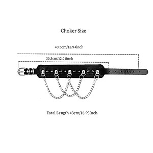 Manfnee Punk Goth Rock Collar for Women Men Leather Spike Chain Vintage Necklace Adjustable Black