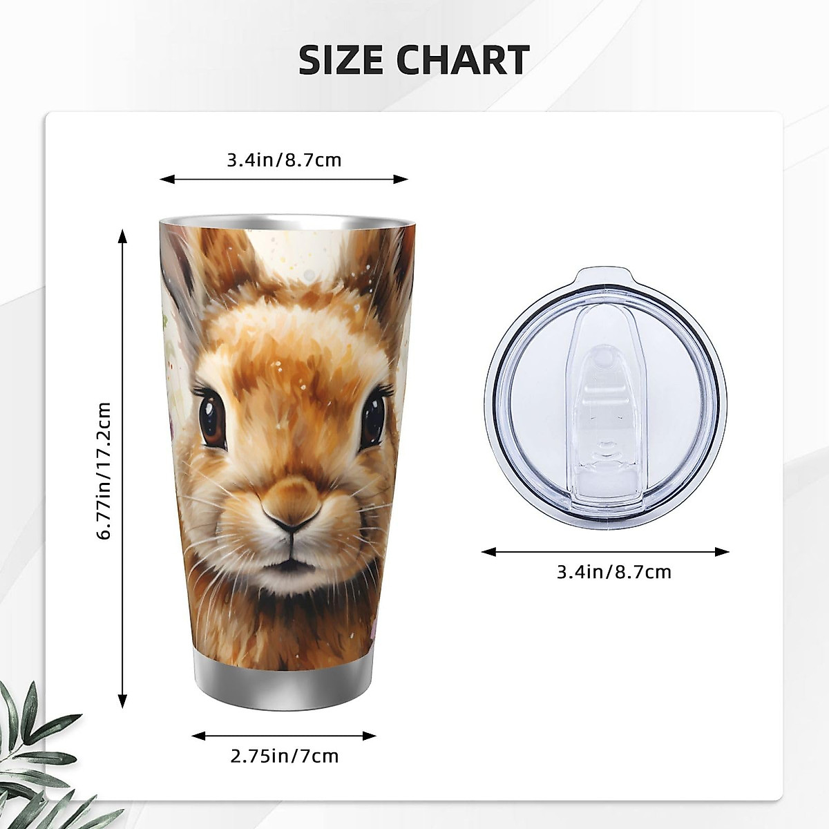 AYCZN Cute Bunny Flower 20 OZ Tumbler Stainless Steel Travel Coffee Mug, Spring Floral Rabbit Insulated Water Bottle with Lid Leakproof Thermal Cup