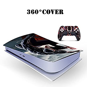 Skins for PS5 Console and Controller Digital Edition,Stickers and Wraps for Playstation5 Console and Cotrolloers Digital Version，Durable Scratch ，Resistant Bubble-Free,Model B