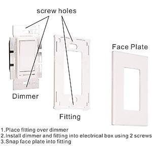 Cloudy Bay in Wall Dimmer Switch for LED Light/CFL/Incandescent,3-Way Single Pole Dimmable Slide,600 Watt max,Cover Plate Included