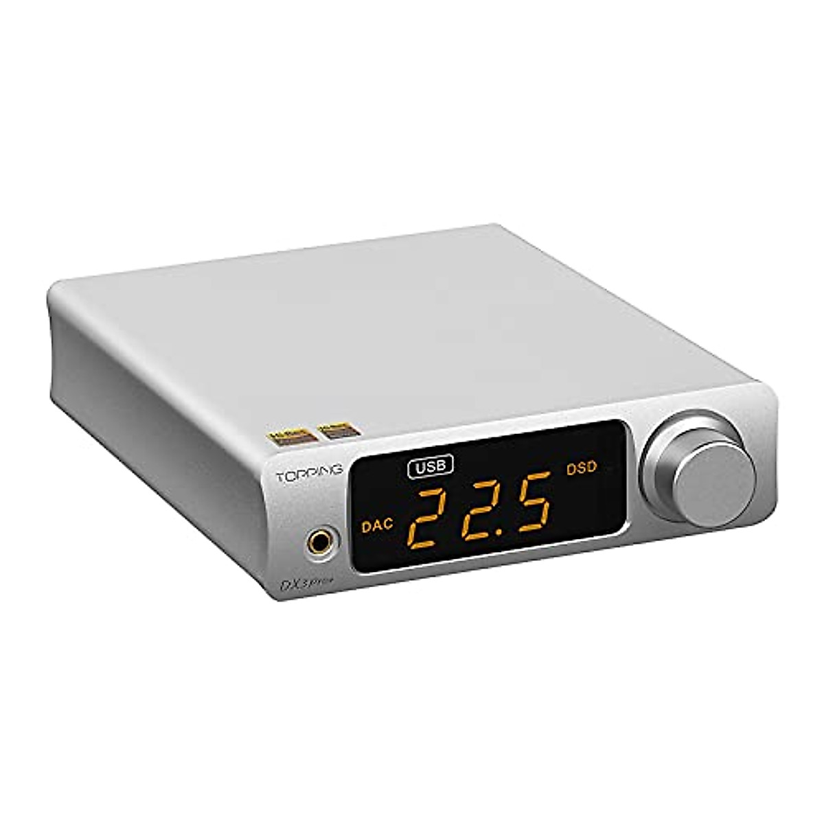 Topping DX3 Pro+ ES9038Q2M Bluetooth 5.0 LDAC Audio Decoder DSD512 DAC AMP NFCA Headphone Amplifier Pre Amplifier (Silver)