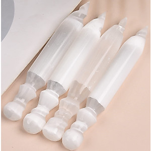 JIC Gem 4 Pcs Selenite Wand 6 Inch Natural Spiral Selenite Sticks Crystal Point for Reiki, Healing, Meditation, Chakra, Positive Energy