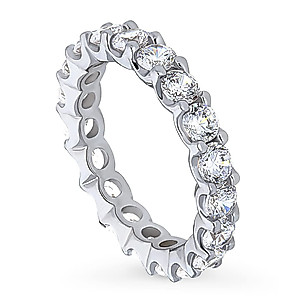 BERRICLE Sterling Silver Wedding Rings Cubic Zirconia CZ Anniversary Eternity Ring for Women, Rhodium Plated Size 9