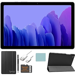 SAMSUNG 2020 Galaxy Tab A7 10.4’’ (2000x1200) TFT Display Wi-Fi Tablet Bundle, Qualcomm Snapdragon 662, 3GB RAM, Bluetooth, Dolby Atmos Audio, Android 10 OS w/Tigology Accessories (64GB, Gray)