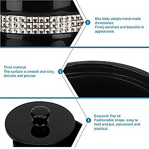 LIZEALUCKY Storage Container with Qtip Holder for Cotton Balls, Cotton Swabs, Round Cotton Pads, Dental Floss, Apothecary Jar(Negro)