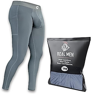 Real Men 28in Modal Leggings D Pouch Med 1pk Gry Modal Mens Tights with Pouch Mens Tights and Leggings Men's Underwear Thermal