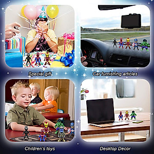 Action Figures, Anime Figures, Mini Action Figures for Boys, 6 Pack Hero Series Set Figures with Bases, PVC Figure Doll with 6 Popular Classic Characters Figures Ages 3 and up