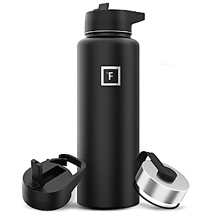 IRON °FLASK Sports Water Bottle - 40 Oz, 3 Lids (Straw Lid), Leak Proof, Vacuum Insulated Stainless Steel, Double Walled, Thermo Mug, Metal Canteen