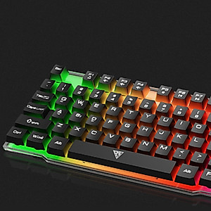 ZHAOXIAN Mechanical Keyboard and Mouse, Wired Gaming Keyboard Blue Switch 104 Keys Rainbow Backlit Keyboard and Wired Mouse 3200 DPI for PC Computer Gamer