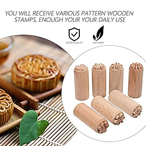 EXCEART Wooden Clay Stamp 7Pcs Column Wood Clay Stamps Hand Carved Stamps DIY Pottery Printing Blocks with Mixed Patterns
