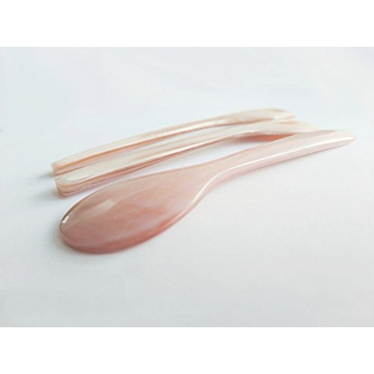 DUEBEL Set of 10 Pink Mother of Pearl 3.55′′ Caviar Spoons for Caviar Serving or Egg Serving