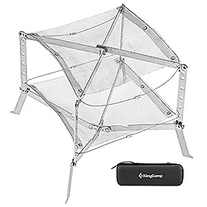 KingCamp Folding Campfire Grill Kit Camp Grill Over Fire Stainless Steel Camping Portable Grill Grate Stove Burner Outdoor Firepit with Carrying Bag for Backpack Cooking Picnic Hiking,BBQ