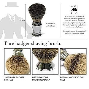 G.B.S Men Deluxe Travelling Kit, Butterfly Double Edge Safety Razor, Chrome Shaving Brush, Soap Bowl, Natural Shaving Soap with Alum Block and Mesh Toiletry Bag