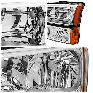 DNA MOTORING HL-OH-CS03-4P-CH-AM Chrome Amber Headlights Compatible with 2003-2006 Chevy Silverado/Avalanche