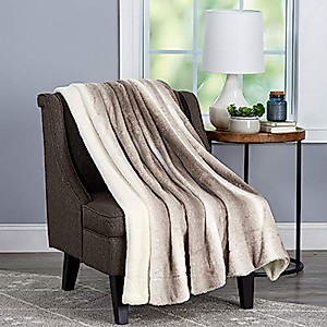 Faux Fur Throw Blanket- Luxurious, Soft, Hypoallergenic Faux Rabbit Fur Blanket with Sherpa Back for Couch, Bed, Decor, 60”x70” by LHC (Cream Beige)