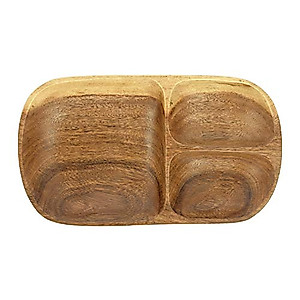 Creative Co-Op DF3141 Divided 3-Section Wood Serving Tray, Brown