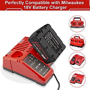 Cukect 18V 6.0Ah Battery Replace for All Milwaukee M18 Battery 48-11-1850 48-11-1840 48-11-1890 48-11-1815 M18 M18B Cordless Power Tools Lithium-Ion Battery