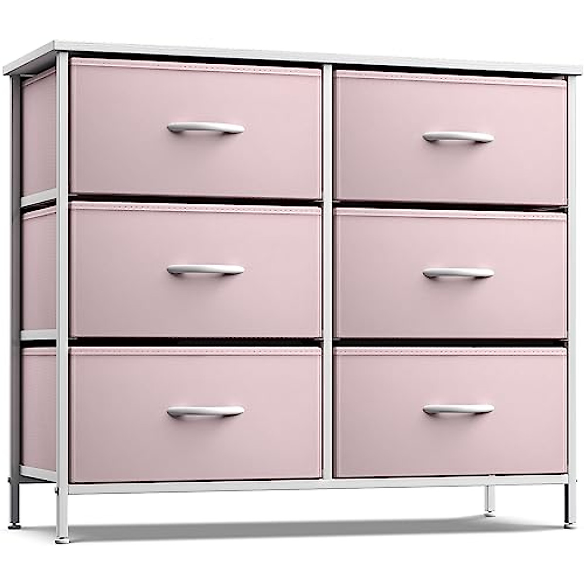 Sorbus Kids Dresser with 6 Drawers and 2 Drawer Nightstand Bundle - Matching Furniture Set - Storage Unit Organizer Chests for Clothing - Bedroom, Kids Rooms, Nursery, & Closet (Pink)