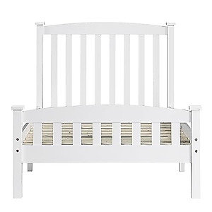 Twin Bed Frame with Headboard Wooden Platform Bed with Wood Slat Support Single Platform Bed with Wood Slat Solid Wood Foundation No Box Spring Needed
