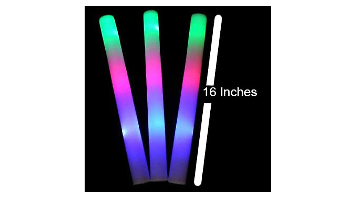 100 LED Flashing Foam Sticks for Parties & Events - Multi Color Glow