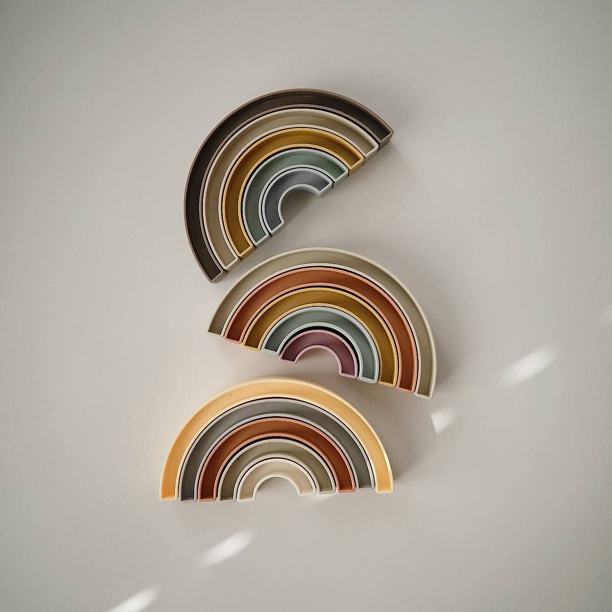 mushie Rainbow Stacker Toy 5pcs | Made in Denmark (Tropical) 1 Year+