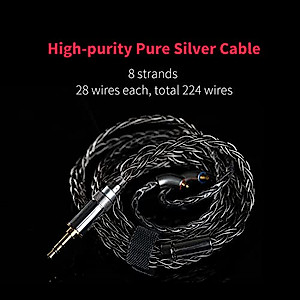 FiiO FH9 Headphones Earphone Wired High Resolution Over-The-Ear 1DD+6BA Detachable Cable Deep Bass Comes with 2.5/3.5/4.4mm Swappable Plugs for Smartphone/PC/Players/Home Audio(Titanium)