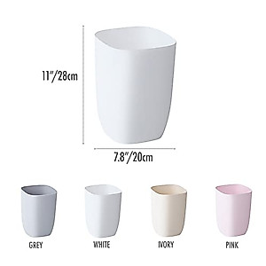 Bathroom Trash Can, Plastic Rectangular Garbage Can for Kitchen, Bedroom, Living Room, Small Indoor Waste Basket, 1.8 Gallon/ 7 Liter, Ivory White