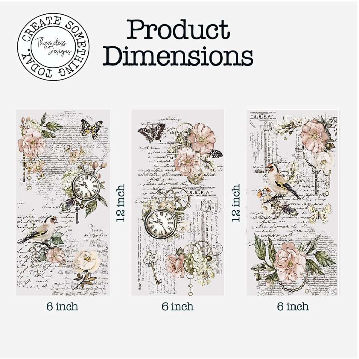 Rub on Transfers for Crafts and Furniture | 3 Design Sheets 6”x 12” | Home Decor Transfers | Furniture and Craft Decals | by Thymeless Designs (Memories of Paris)