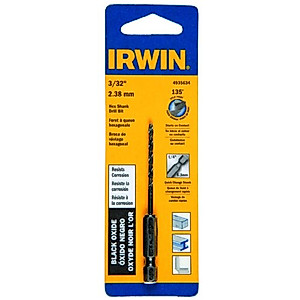 Irwin Tools 4935634 Black Oxide Hex Shank Drill Bit, 3/32-Inch