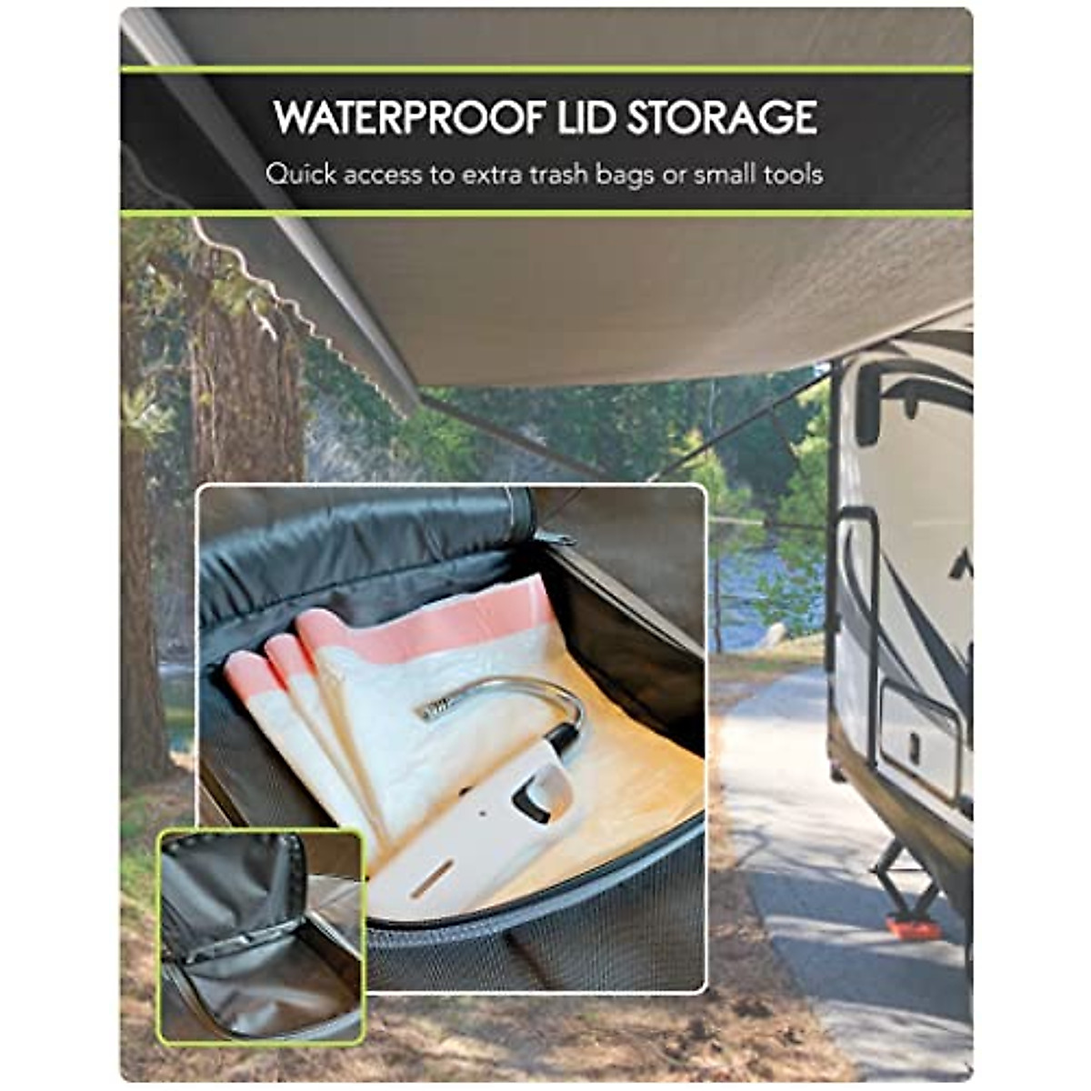 Trailersphere Collapsible Bin Trash & Recycle / Utility, Gone Camping Collection, Perfect for Camping, Laundry, Storage and Garden, Waterproof and Tear Resistance, Trash and/or Recycle