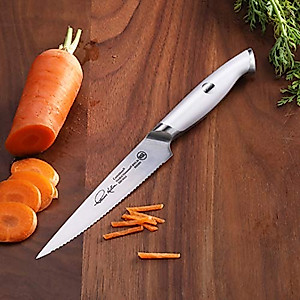 Cangshan Thomas Keller Signature Collection Swedish Powder Steel Forged, 5-Inch Serrated Utility Knife, White