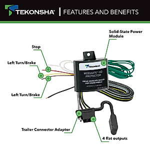 Tekonsha 119191 ModuLite HD Plus Protector with Integrated Circuit and Overload Protection Trailer Light Power Module Kit