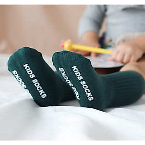 VWU Baby Crew Socks with Grips Unisex Toddler Infant Kids Cotton Tube Socks 0-5T (9 Pack Neutral Color, 6-18 Months)