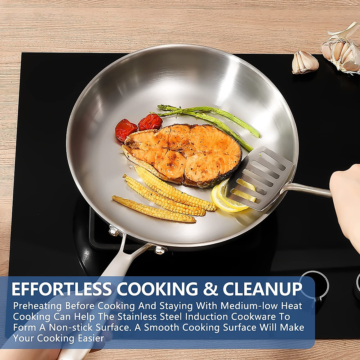 Nuwave Pro-Smart 9pc Stainless Steel Cookware Set, Heavy-Duty Tri-Ply 3.1mm Thickness, 18/10SS, Space Saving Nestable Design, Stay-Cool Handles, Induction-Ready, Works on All Cooktops, 20Yeär Wärranty