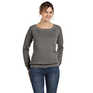 Bella + Canvas Ladies Fleece Wide Neck Sweatshirt, Small, LT Grey Marble