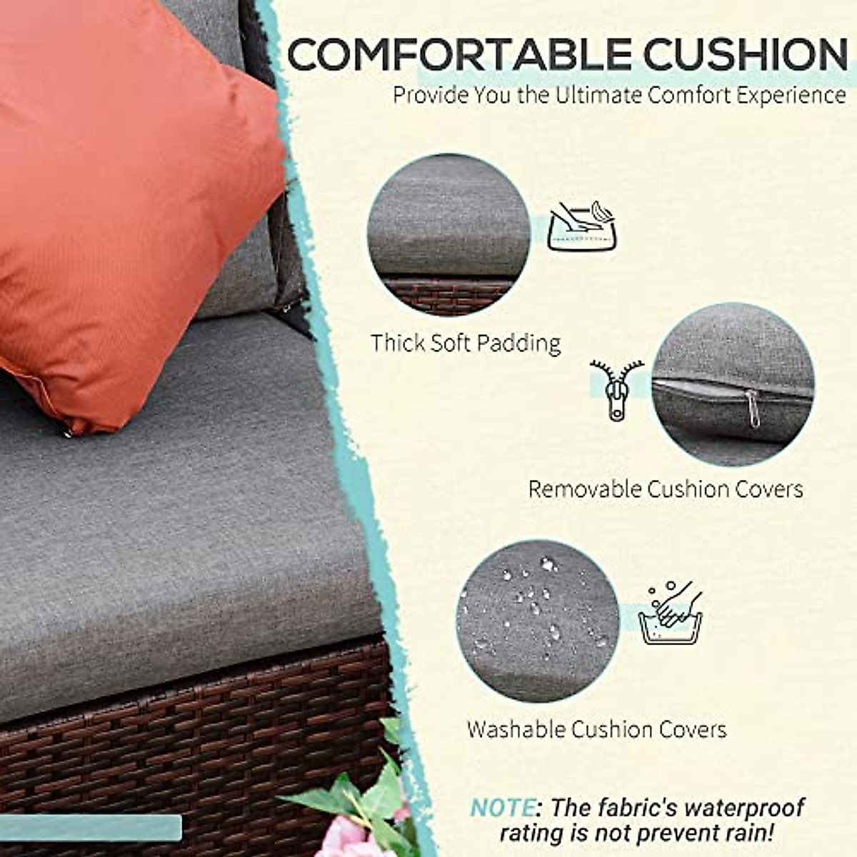 Outsunny 4-Piece Patio Furniture Sets Outdoor Wicker Conversation Set PE Rattan Sectional Sofa Set with Tempered Glass Coffee Table and Cushions for Backyard and Garden, Brown