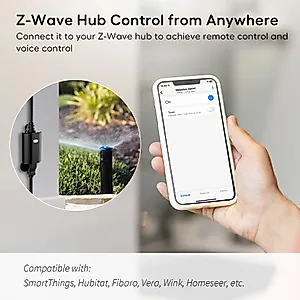 Minoston Z-Wave Plus Smart Plug, Outdoor On/Off Outlet Switch, ZWave Hub Required, Weather-Resistant, Built-in Repeater, Work with SmartThings, Wink, Alexa, Black(MP22Z)
