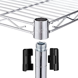 Devo 6-Tier Wire Shelving Unit, Adjustable Metal Shelving for Storage, Heavy Duty Wire Storage Racks with Side Hooks, Pantry Shelves for Garage, Kitchen, Living Room, Bathroom (Upgrade Silver)