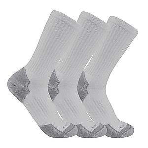 Carhartt Men's Midweight Cotton Blend Sock 3 Pack, Grey/Grey, Large