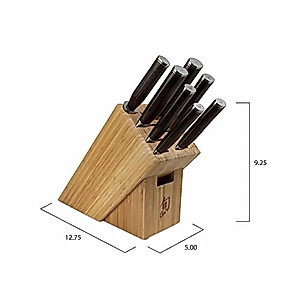 Shun Premier 8 Piece Professional Block Set, Features 6 Shun Premier Knives, Honing Steel and 11-Slot Bamboo Knife Block, Handcrafted Japanese Knife Set, Pakkawood Handles