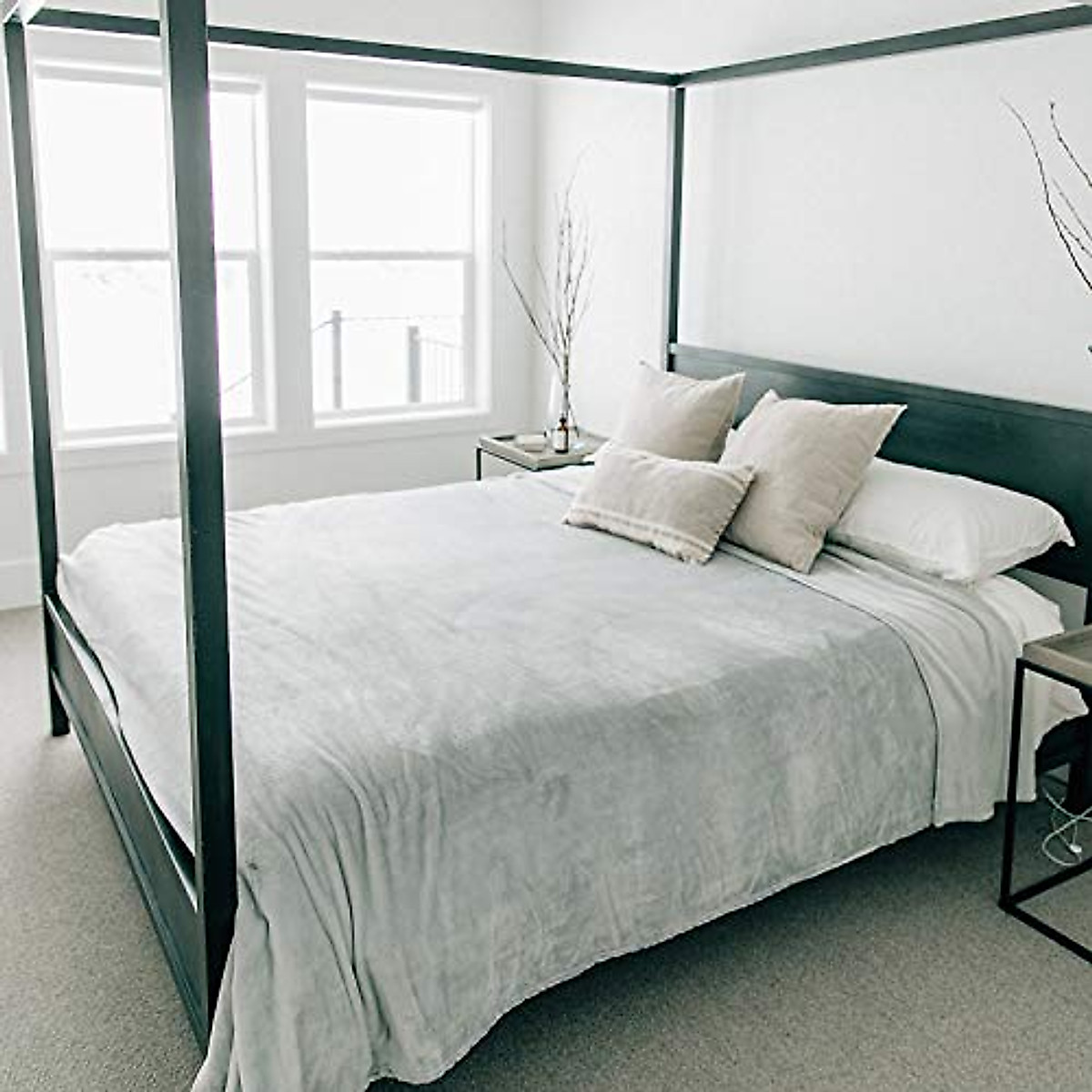 GRACED SOFT LUXURIES Bedding Fleece Minky Microfiber Soft King Blanket (Gray, King Size 108" x 90")