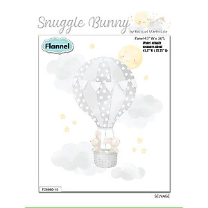 Northcott Snuggle Bunny Bunny Clouds Flannel Gray/Multi, Fabric by The Yard