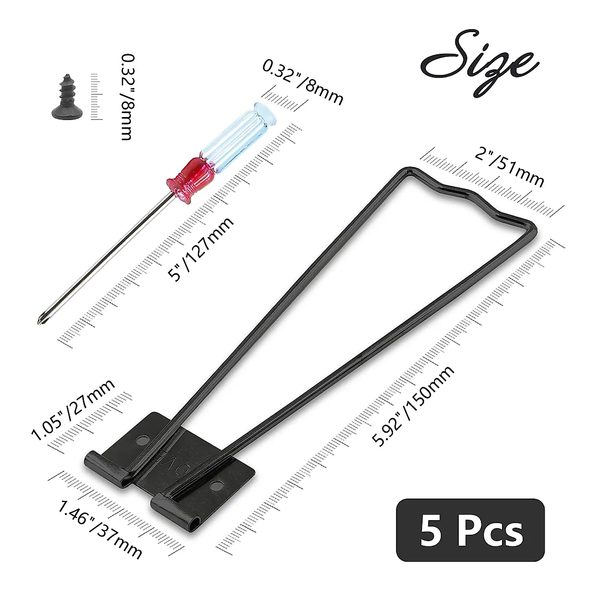 Rierdge 5 Pcs Easel Back, Iron Picture Frame Easel Back, Photo Frame Easel Back Stand with Screws & Screwdriver (Black)