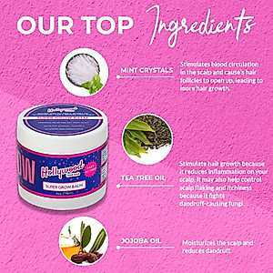 Hollywood Hair Bar Super Grow Scalp Balm - Revitalizing Scalp Balm, Vegan and Cruelty Free, 4 oz