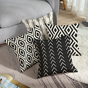 Sanwarm Throw Pillow Covers Home Decor Set of 4 Camouflage Dot Abstract Paint Black Pillow Cases Decorative 18 x 18 Inches Outdoor Cushion Couch Sofa Pillowcases